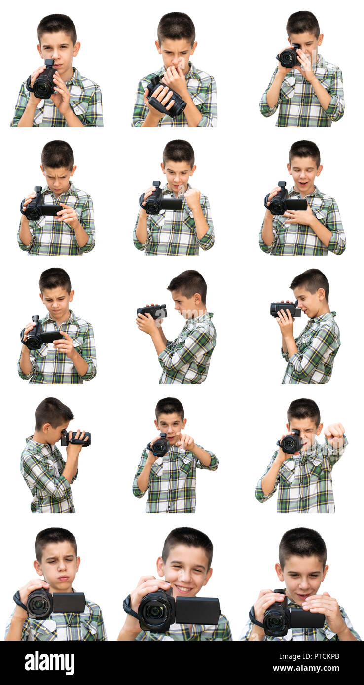 Child making video with camera. Set of images Stock Photo - Alamy