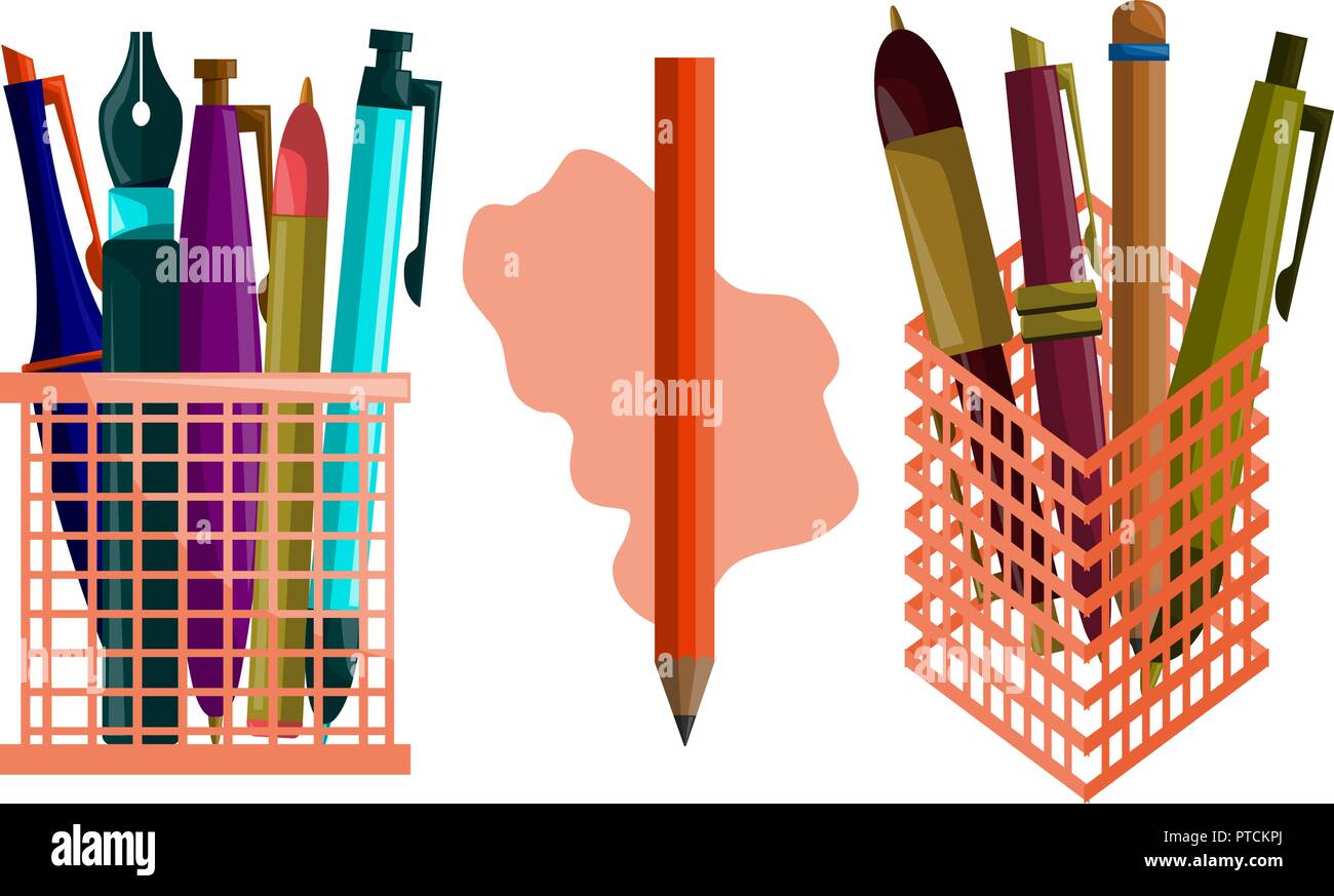 Pencil Pen Design Template Vector Set Stock Vector Image & Art - Alamy