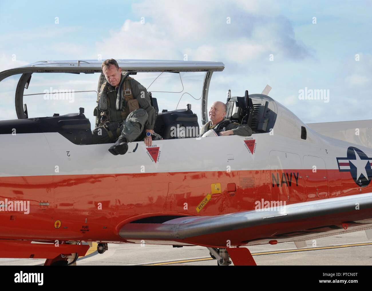 Capt. Chuck Stuart, right, returns from his final flight as a Navy ...