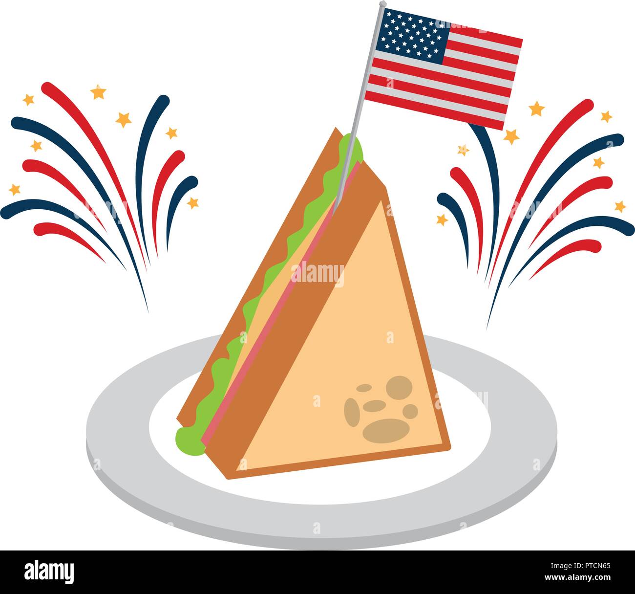 slice sandwich flag american food celebration vector illustration Stock ...