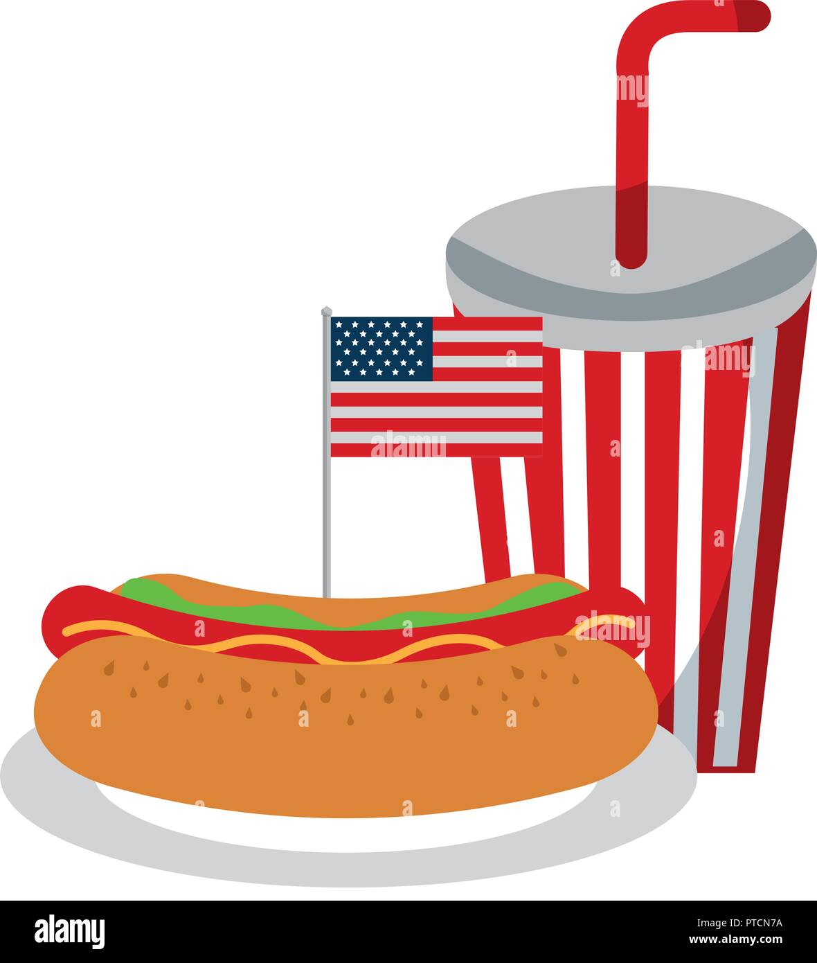 hot dog soda flag american food celebration vector illustration Stock ...