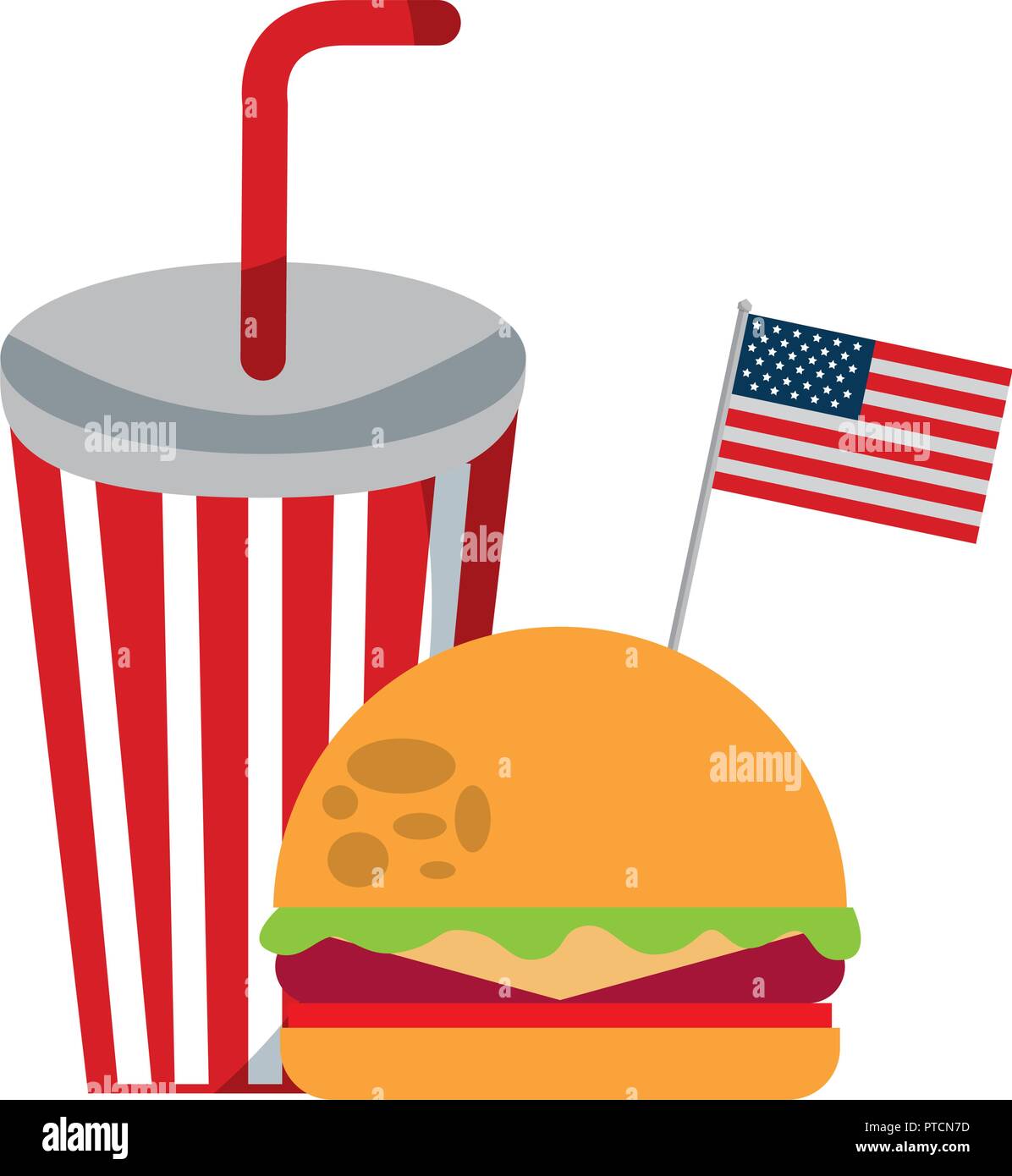 burger soda flag american food celebration vector illustration Stock ...
