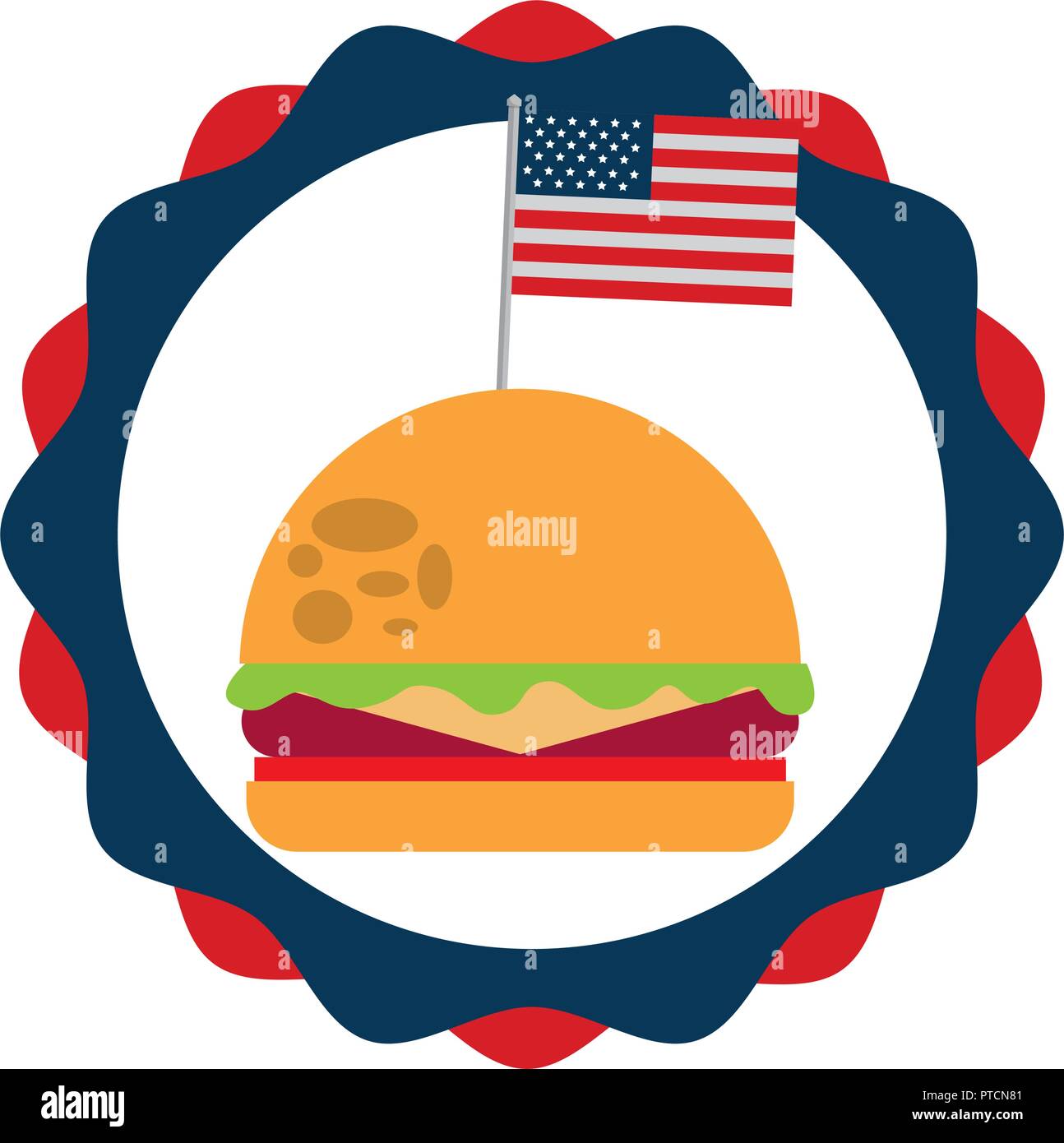 burger and flag american food celebration vector illustration Stock ...