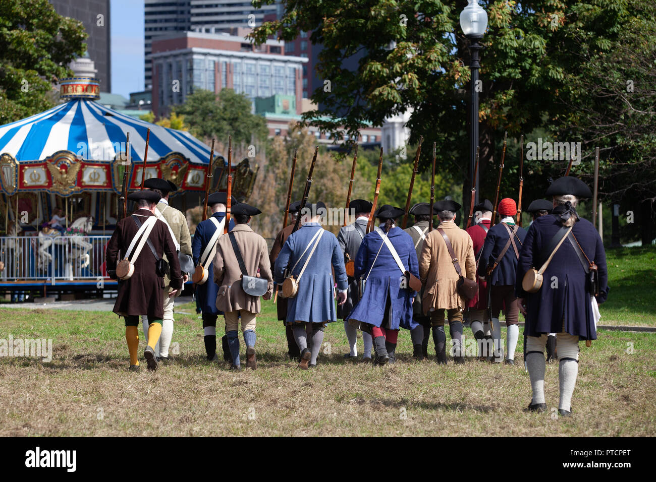 Reenactment of British Occupation of Boston Common in 1768 Stock Photo ...