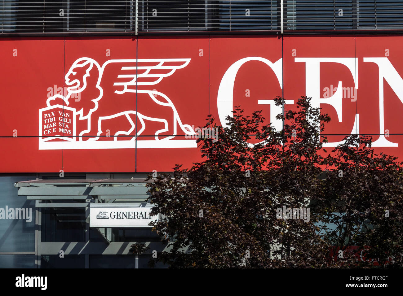 Generali logo, insurance, Prague, Czech Republic Stock Photo - Alamy