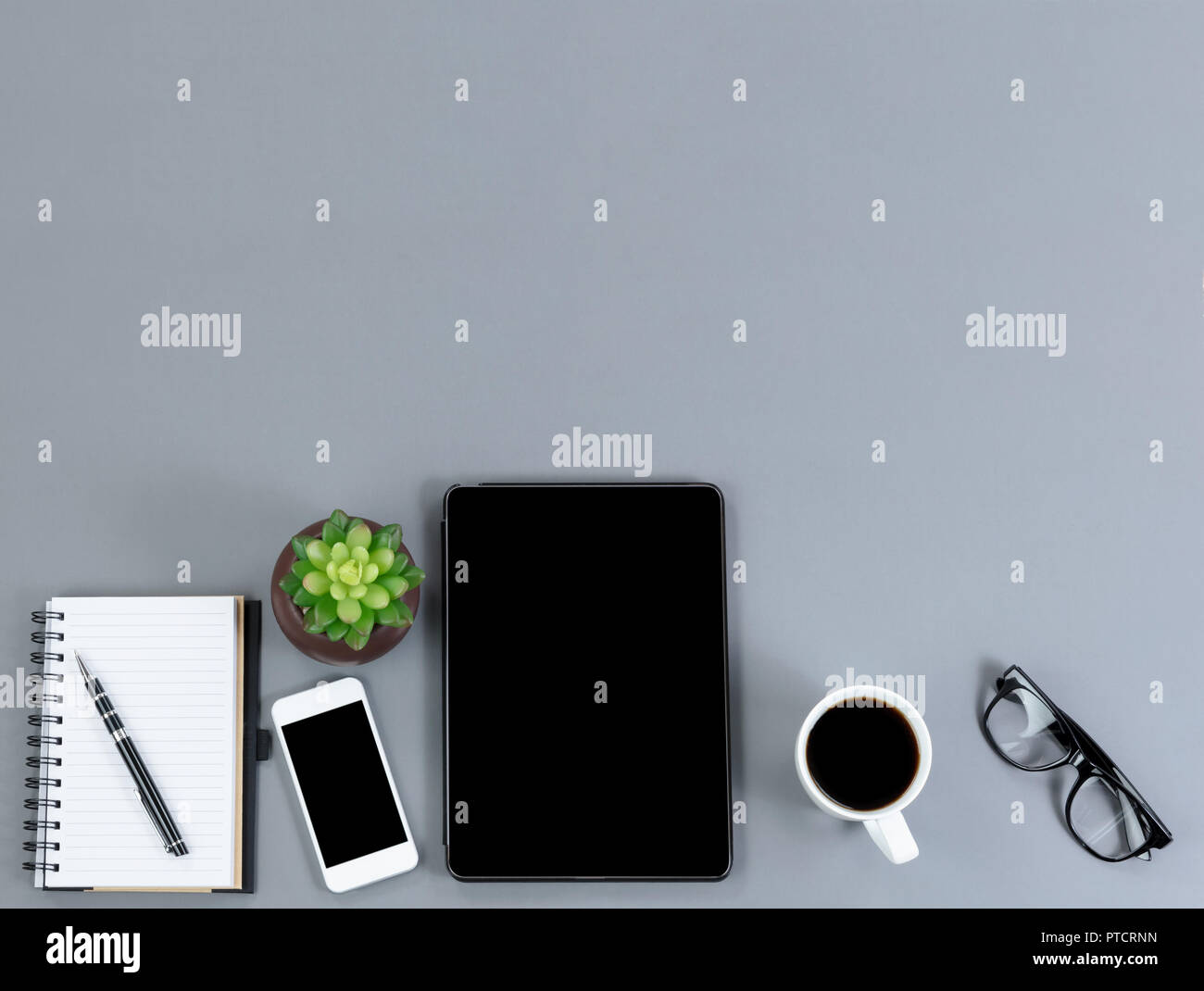 functional gray desktop bottom border with copy space above Stock Photo ...