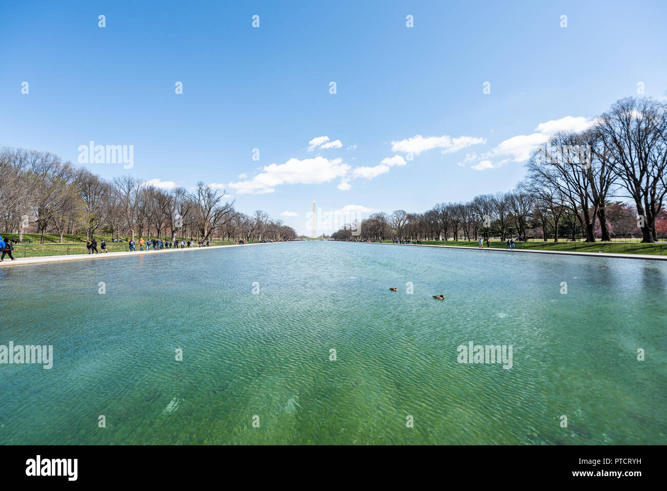 Washington DC, USA - April 5, 2018: Washington Monument and people by ...