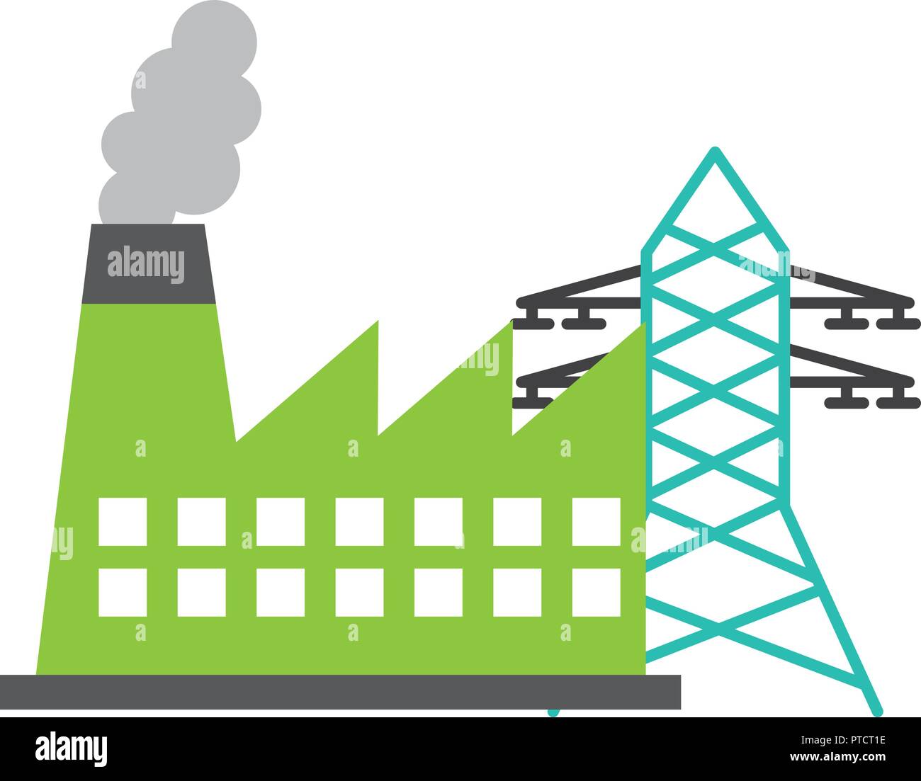 factory and tower electricity energy renewable Stock Vector Image & Art ...
