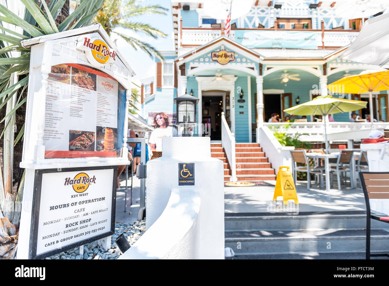 Key West, USA - May 1, 2018: Hard Rock Cafe sign for food and drink ...