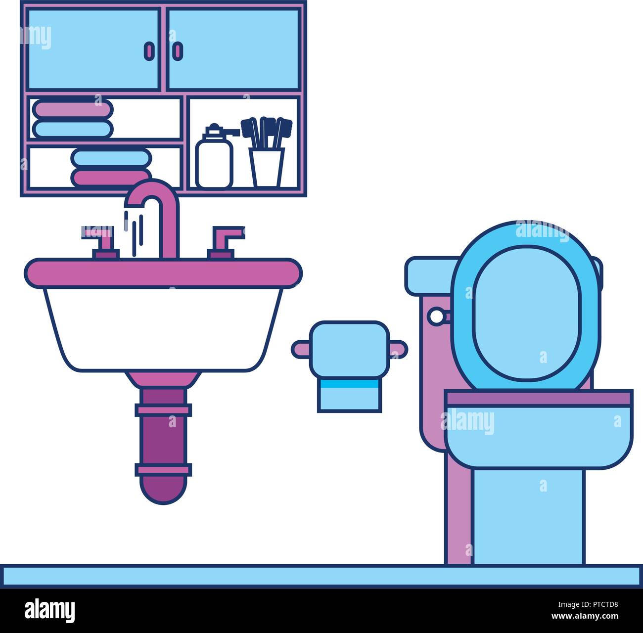 basin toilet and cabinet bathroom Stock Vector Image & Art - Alamy