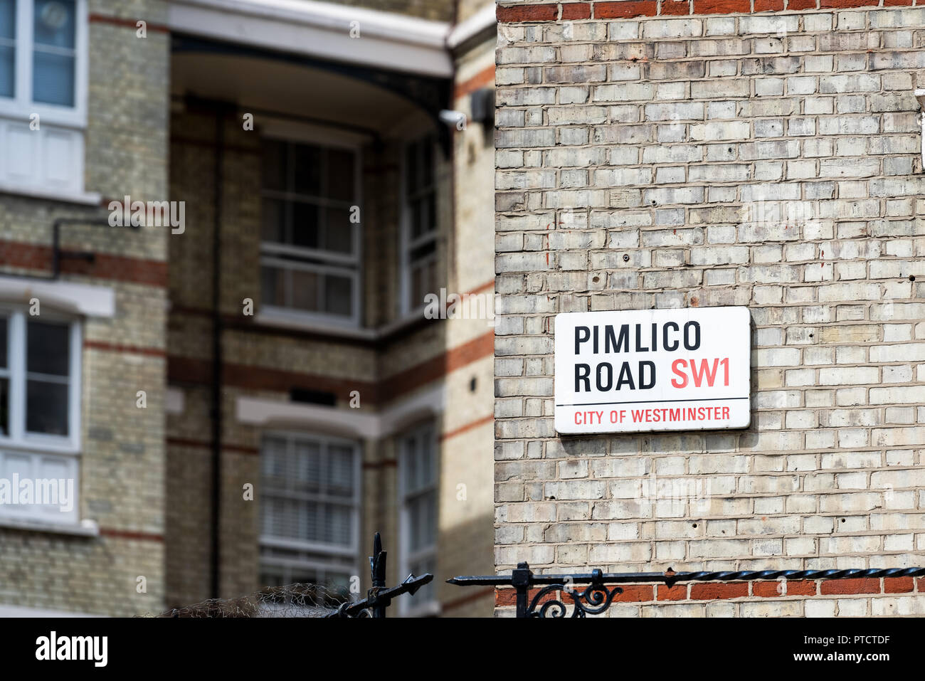 London neighborhood district of Pimlico, sign for SW1, city of ...