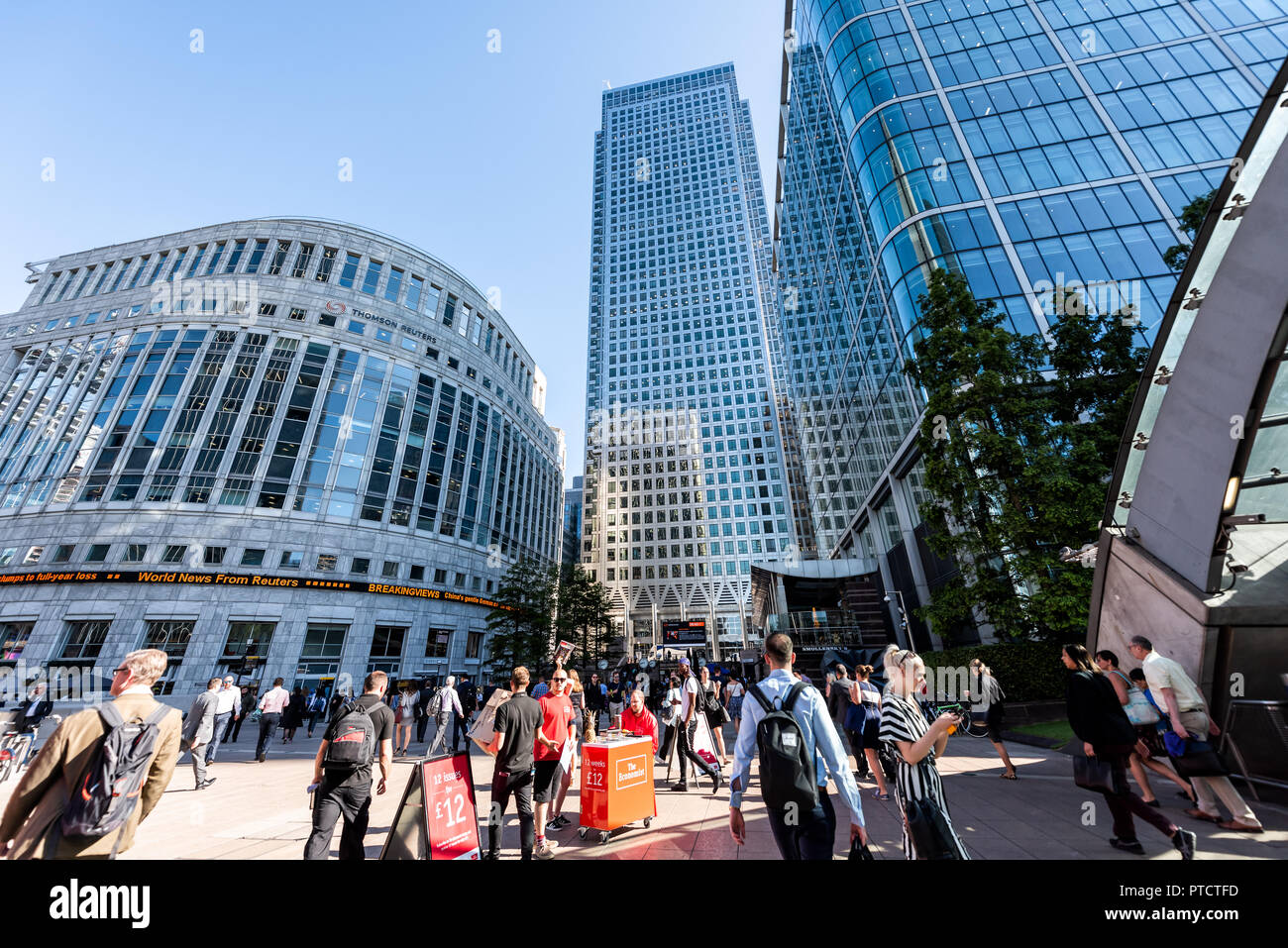 London, UK - June 26, 2018: People crowd commuters outside Underground ...