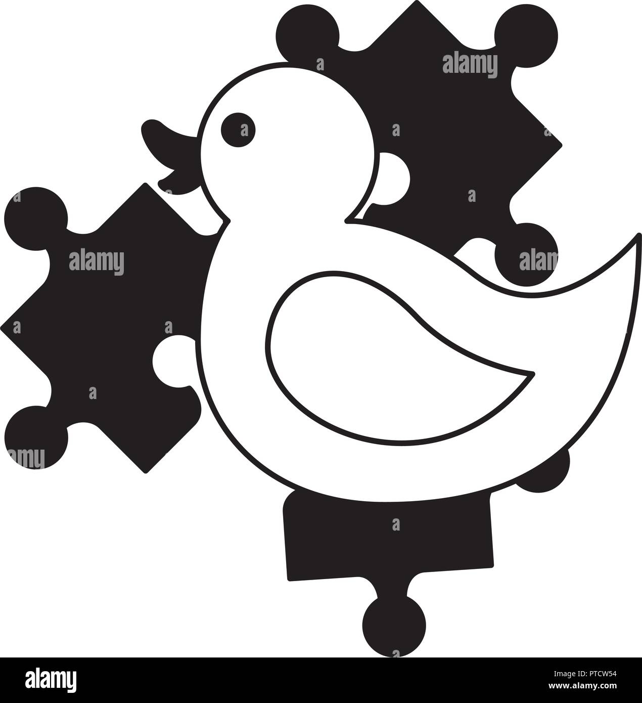 rubber duck and pieces puzzle jigsaw toys kids Stock Vector Image & Art ...