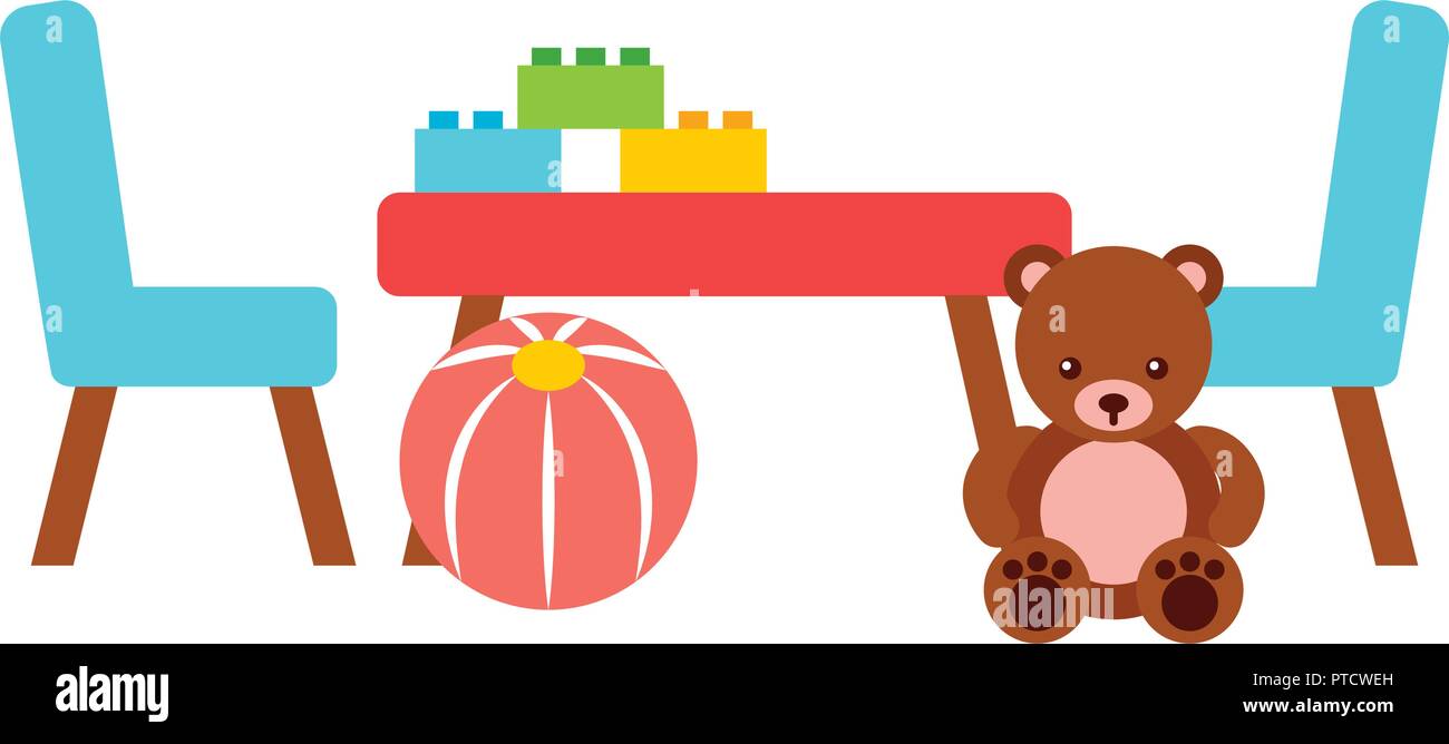 table and chairs ball blocks toys kids Stock Vector Image & Art - Alamy