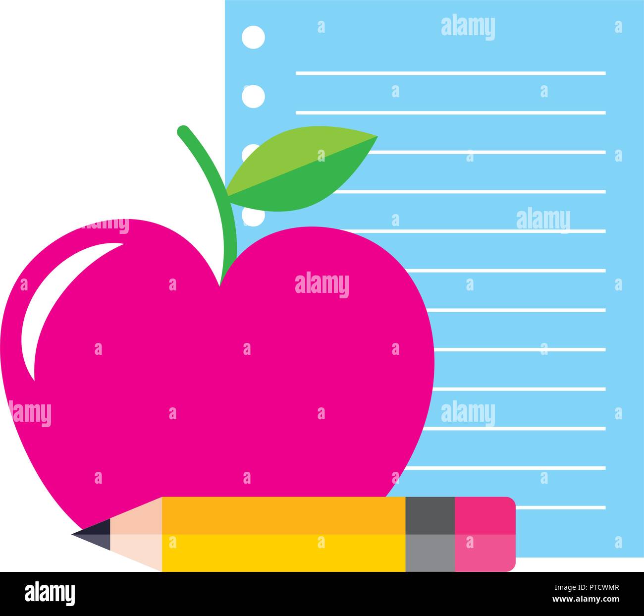 paper apple and pencil supplies school Stock Vector Image & Art - Alamy