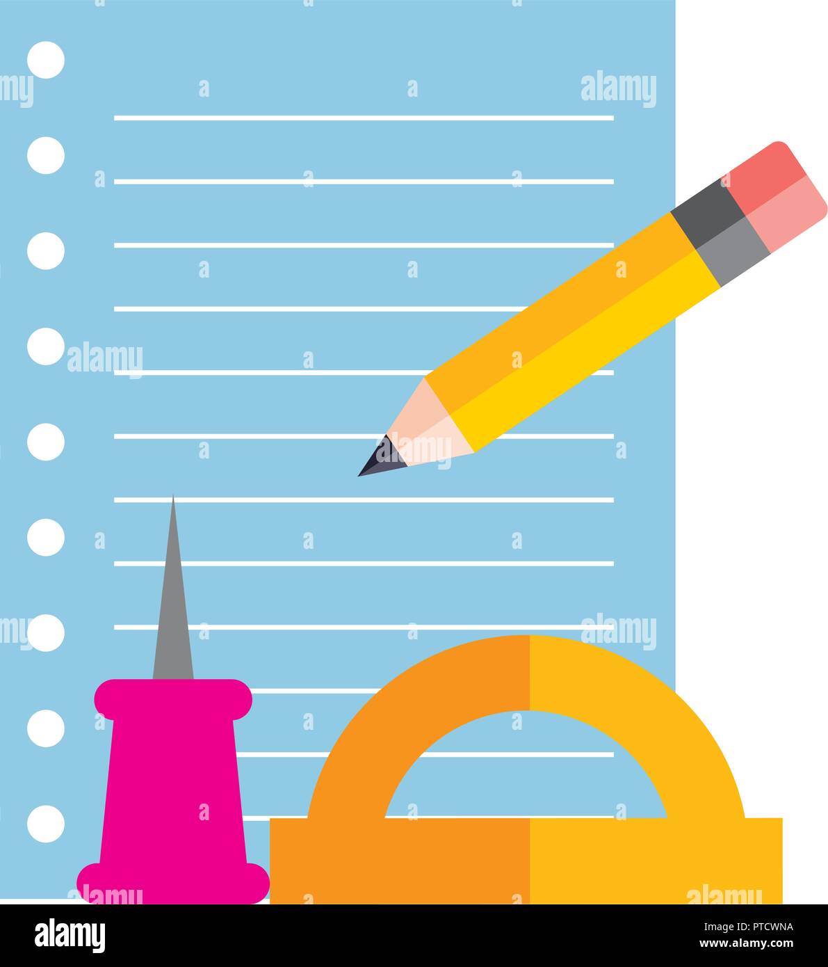 sheet pin pencil protractor supplies school Stock Vector Image & Art ...
