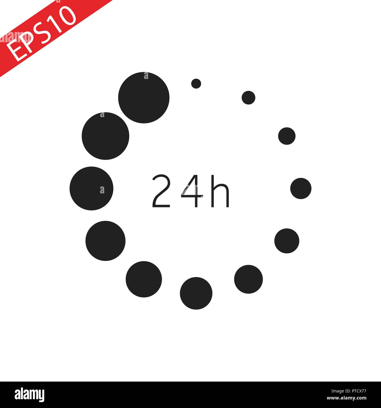 24 hours icon with dots on white background. 24 hours sign. flat style ...