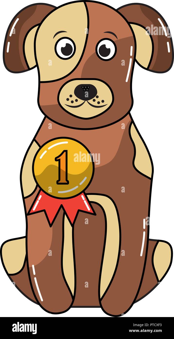 cute dog sitting with medal award Stock Vector Image & Art - Alamy