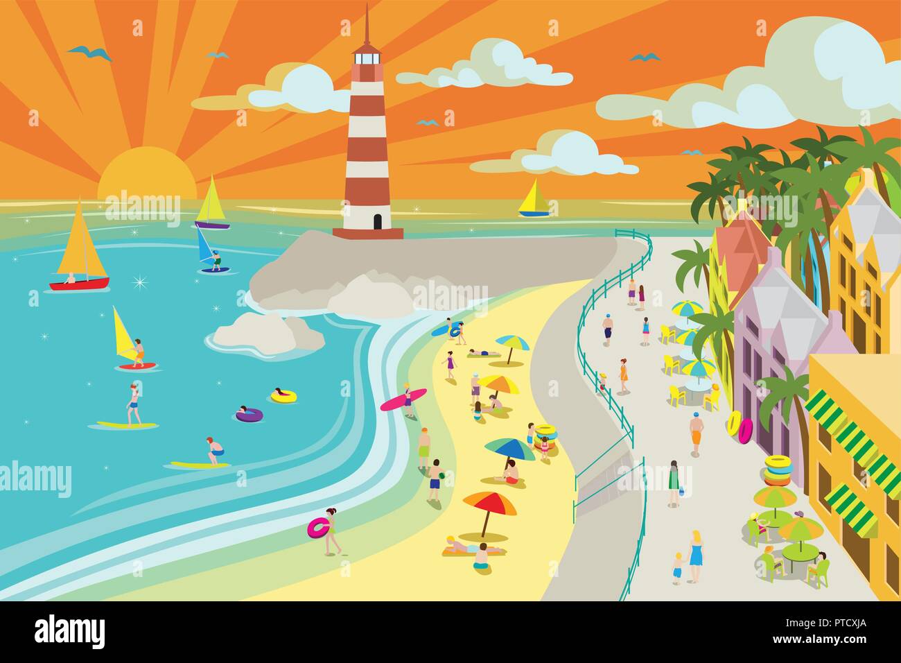 Coastal view sand beach Stock Vector Images - Alamy