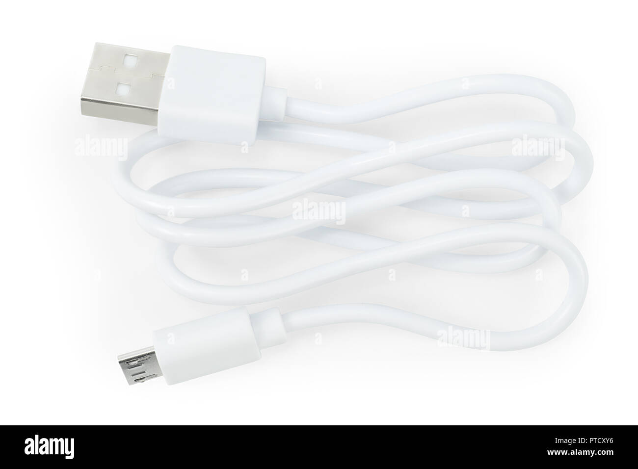 White USB cable isolated on white, clipping path included Stock Photo ...