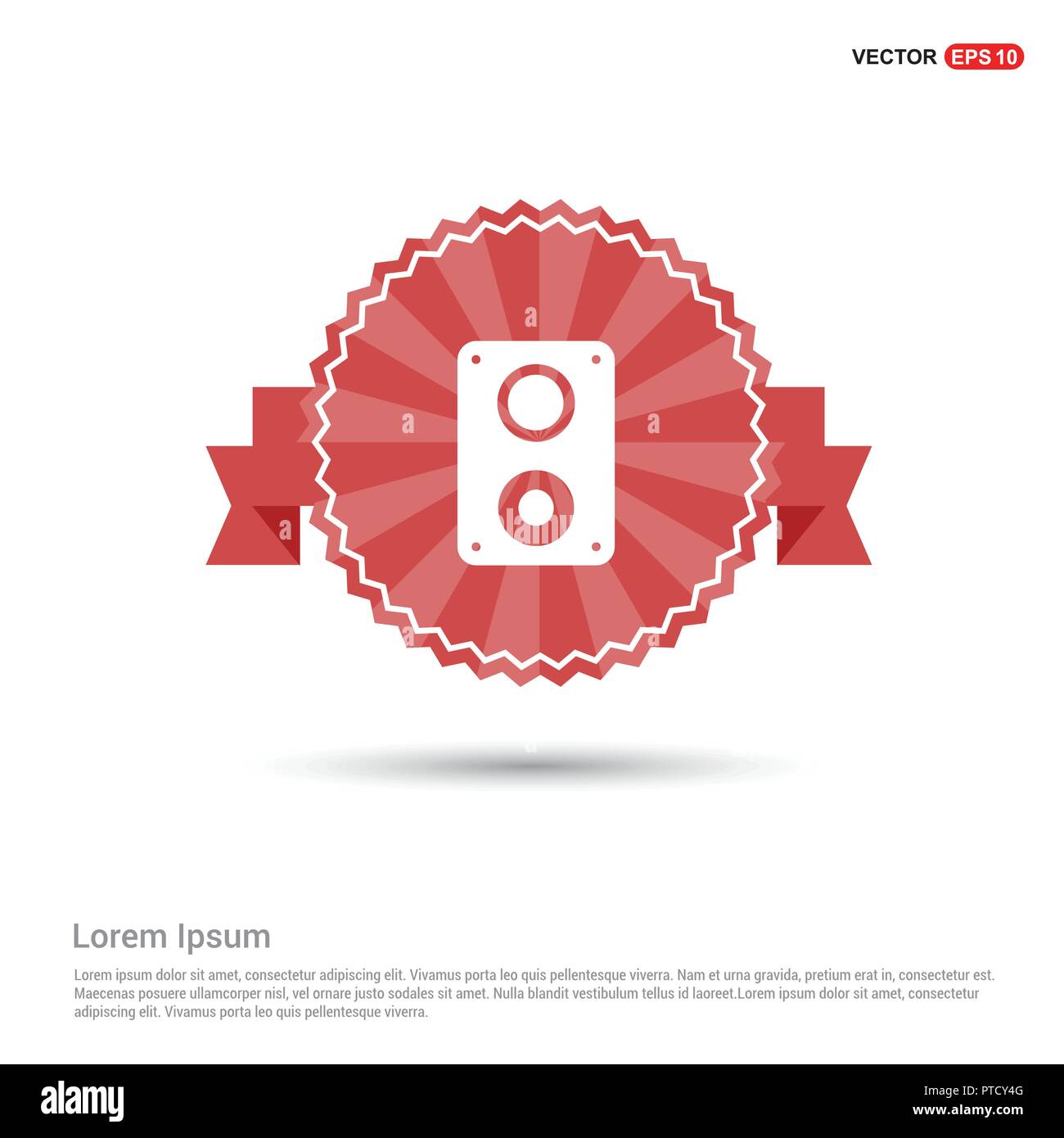 Sound speaker icon - Red Ribbon banner Stock Vector Image & Art - Alamy