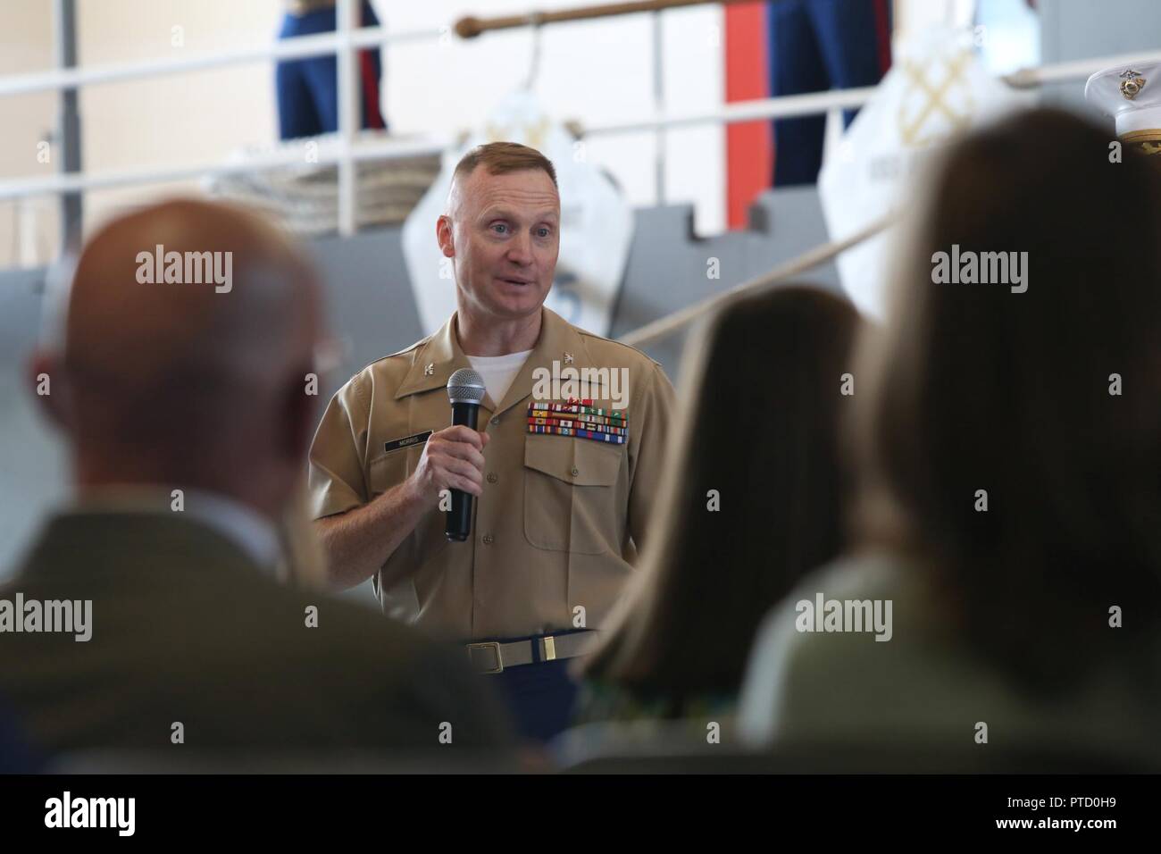 Colonel Jason Morris addresses service members, families and friends ...