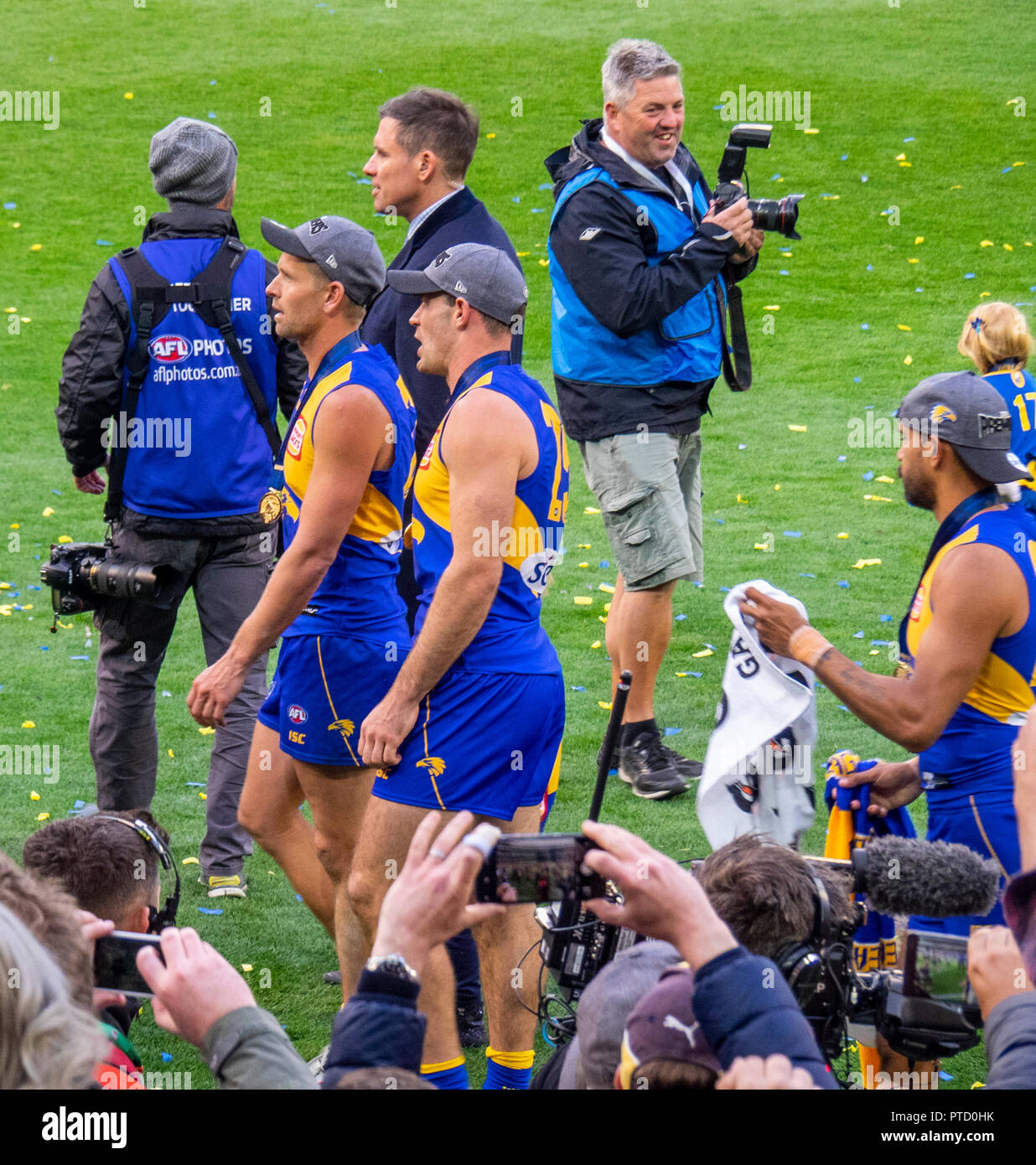 West Coast Eagles premiership players Mark LeCras Shannon Hurn and ...