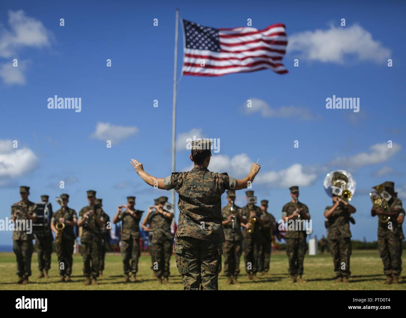 The U.S. Marine Corps Forces, Pacific Band plays during the ...