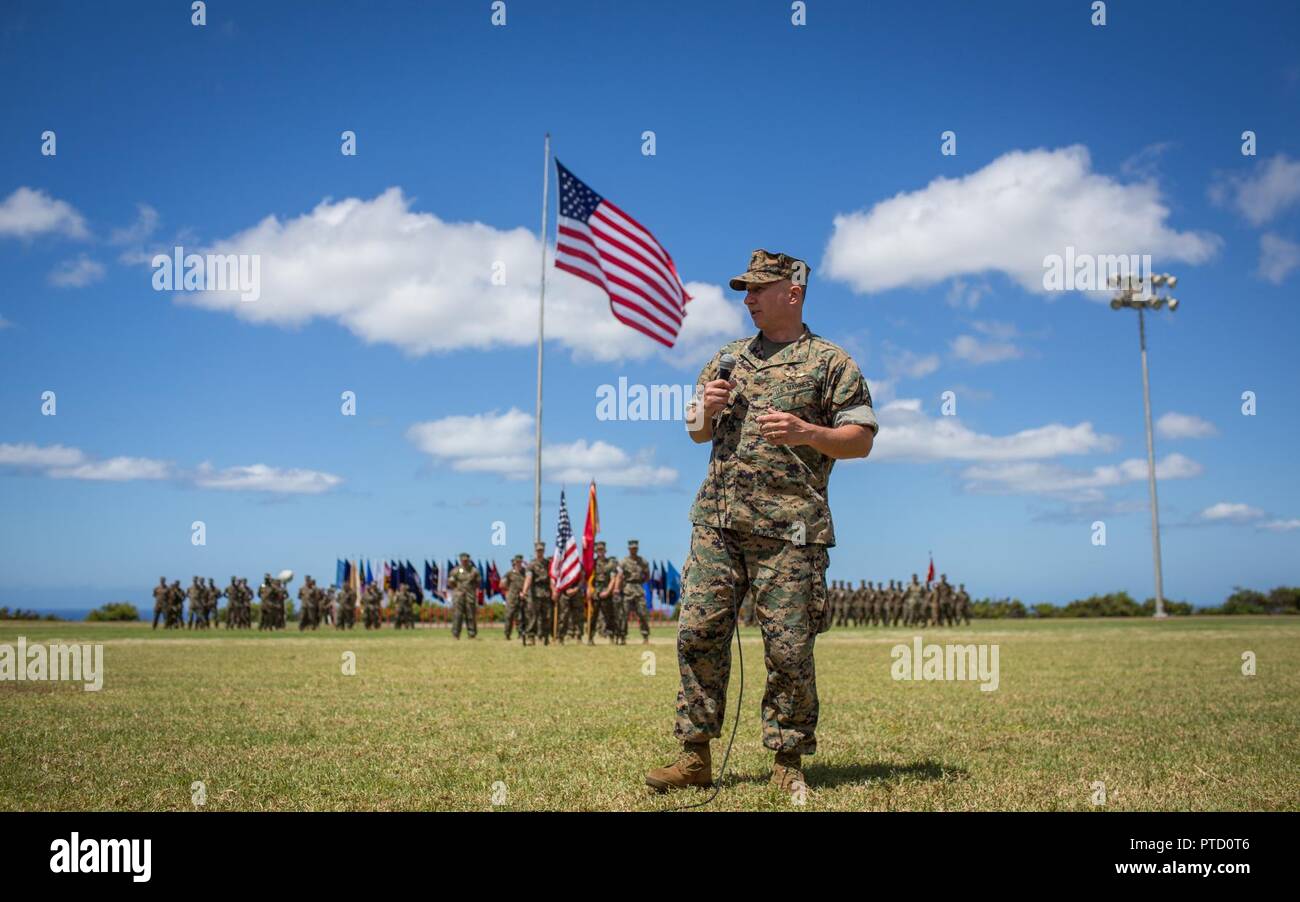 Col. Peter Gadd speaks during the Headquarters and Service Battalion, U ...