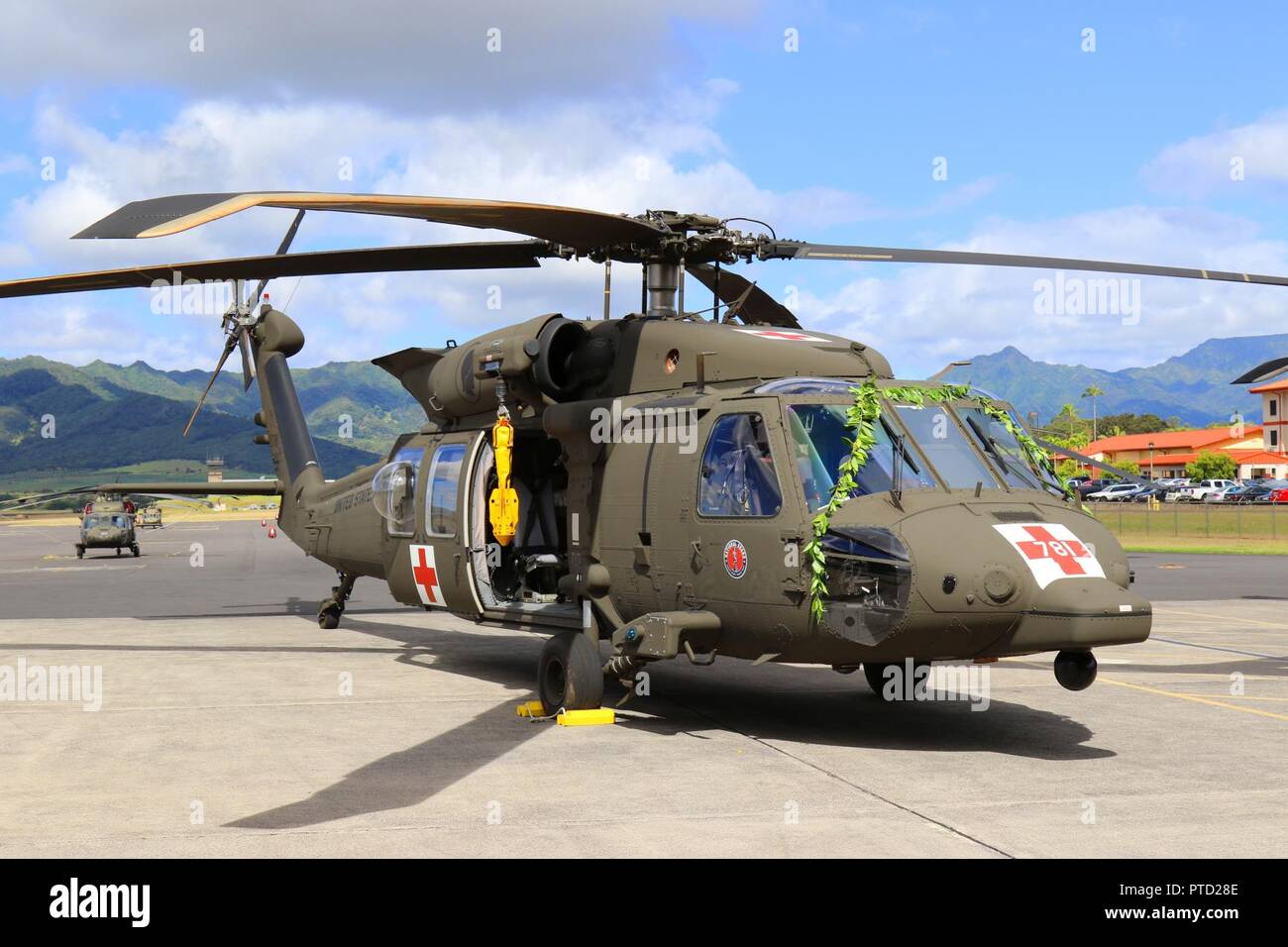 Blackhawk MEDEVAC helicopters are shown on display for the activation ...