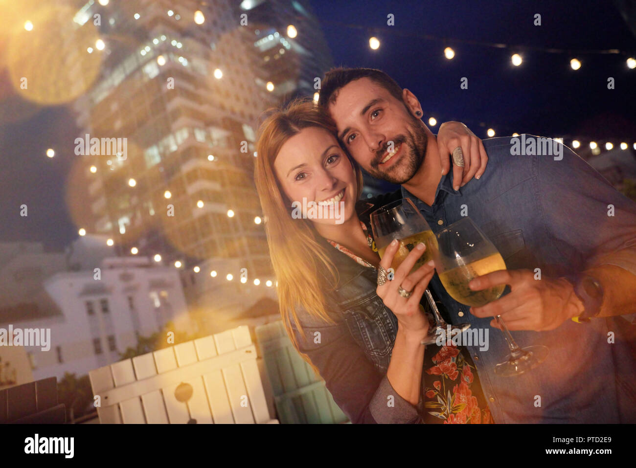 Romantic date at restaurant rooftop in Miami Stock Photo - Alamy