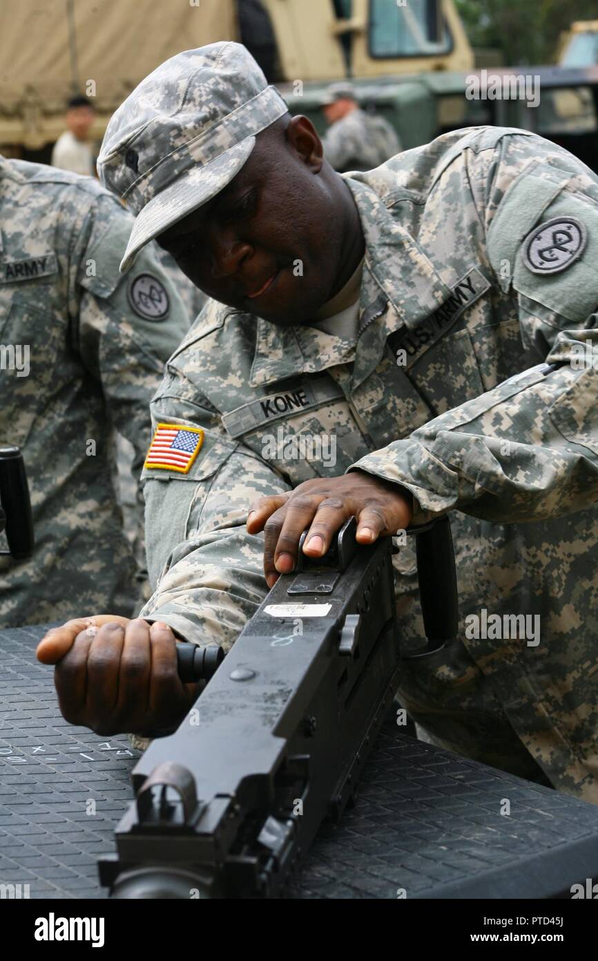 Spc. Yacouba Kone, a Soldier assigned to Fox Company, 427th Brigade ...