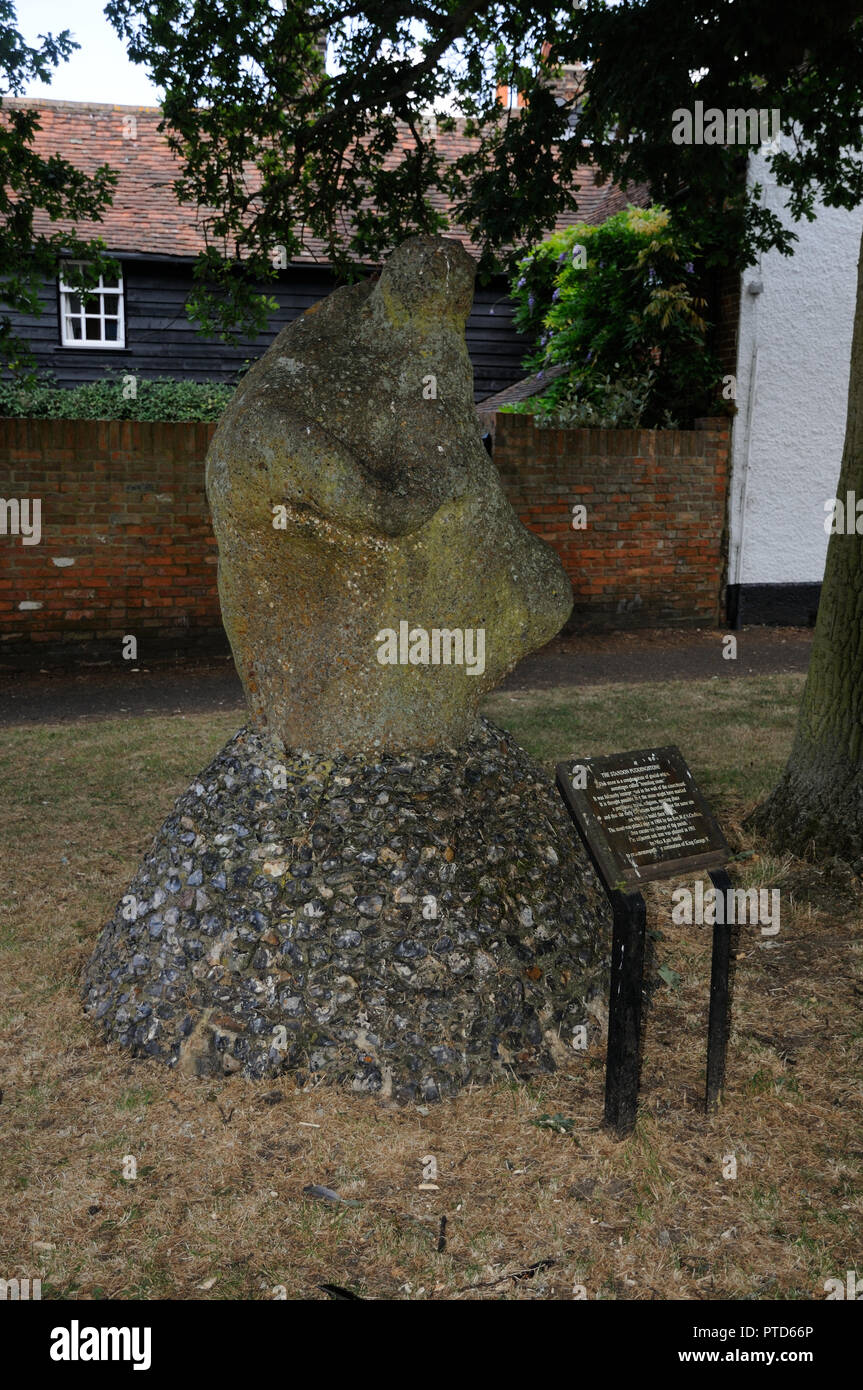 This large piece of Puddingstone, stands on a flint base, at Standon ...