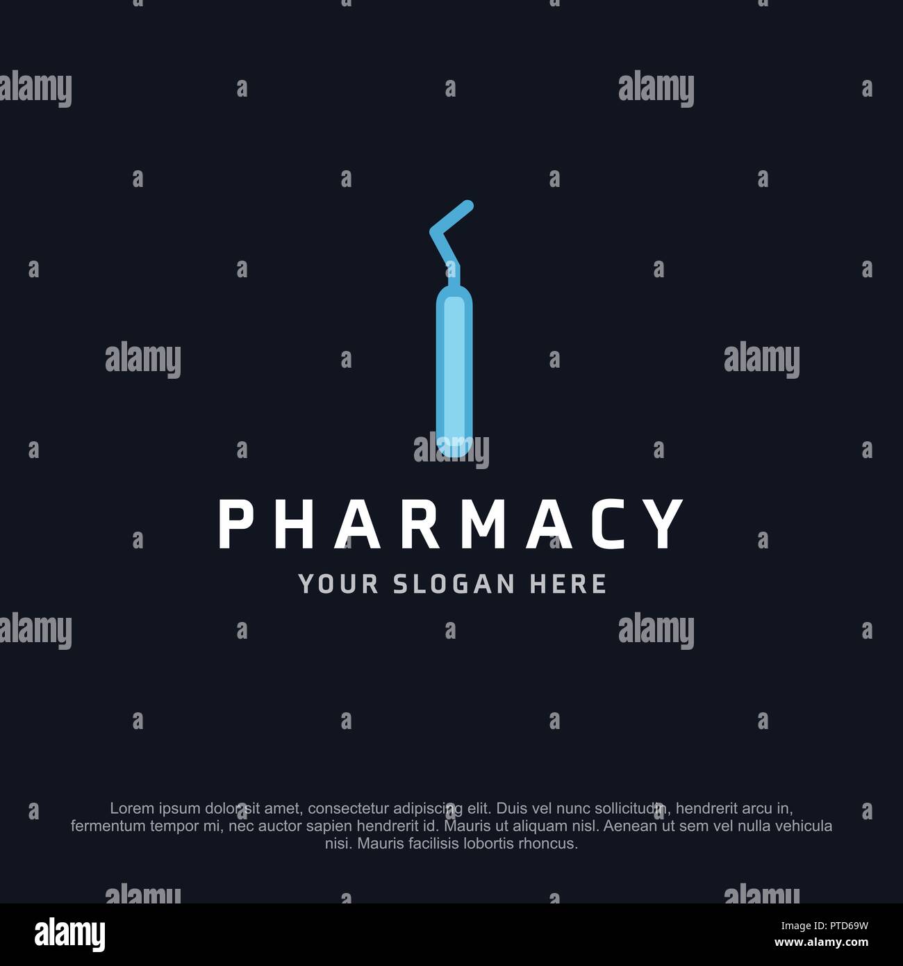 Pharmacy logo design with typography and dark background vector Stock ...