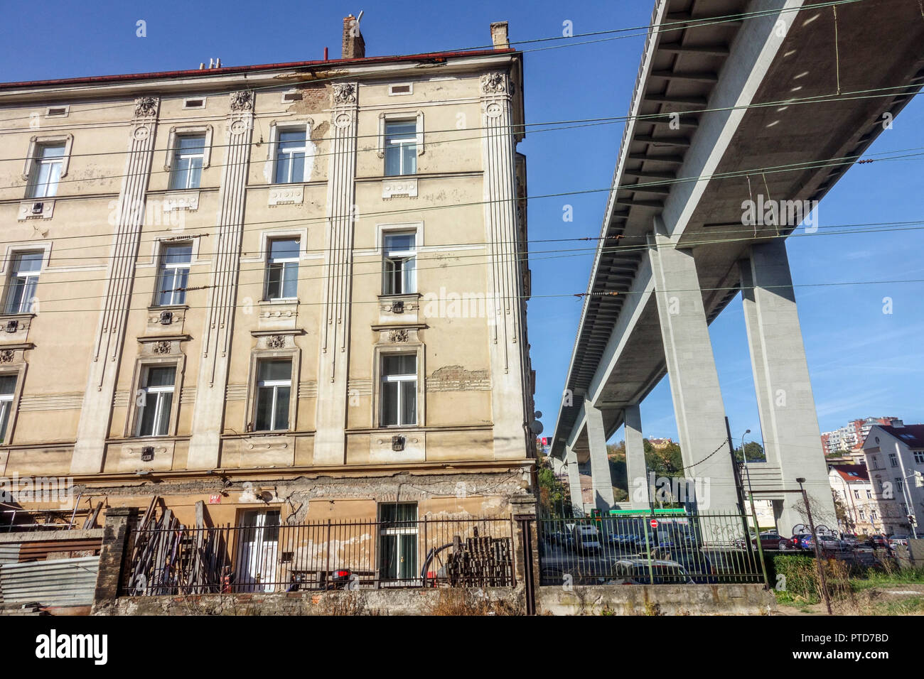 Concrete Nusle Bridge above the valley, Prague Nusle, Prague Nusle ...