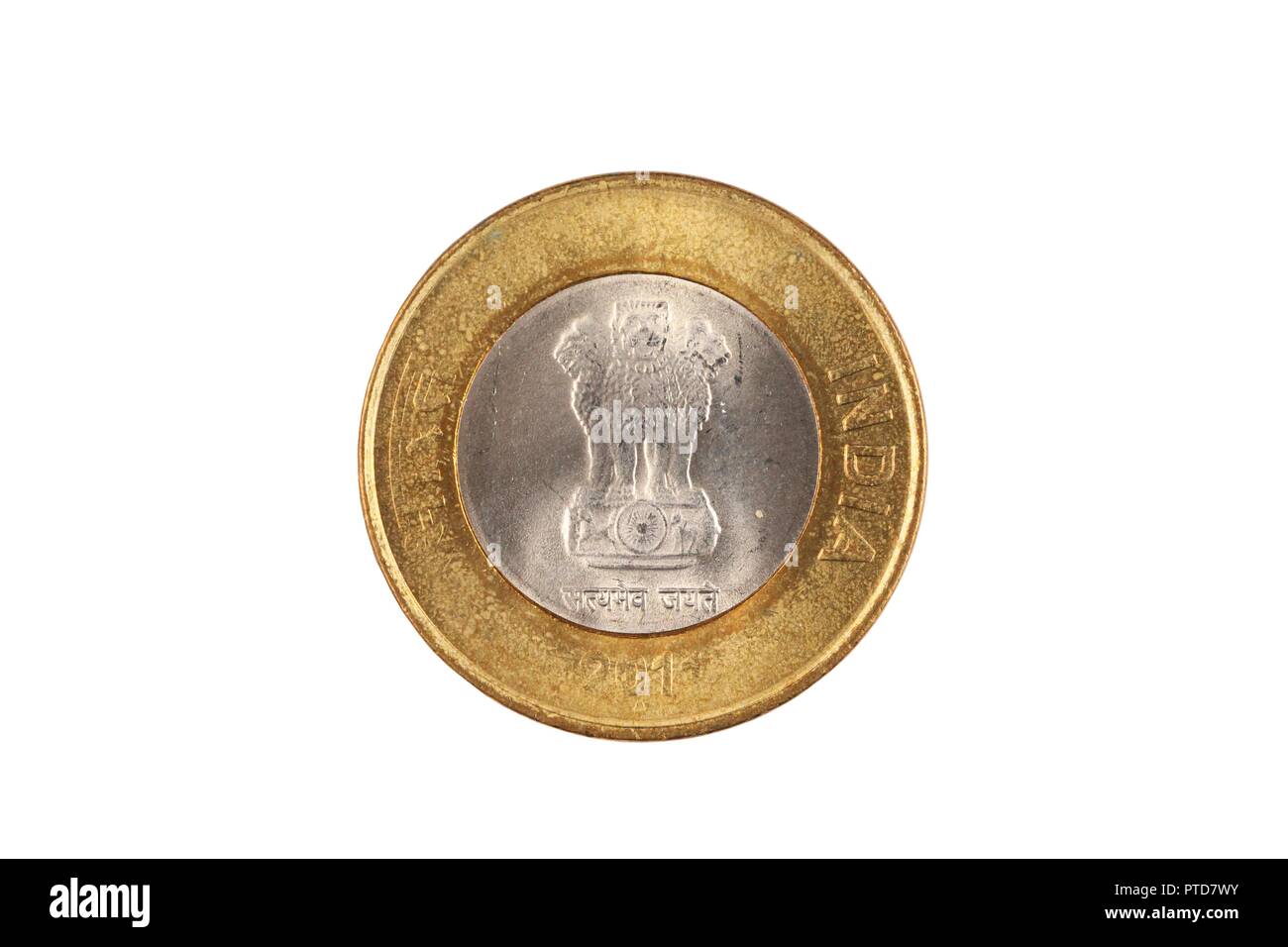 Indian ten rupees coins hi-res stock photography and images - Alamy