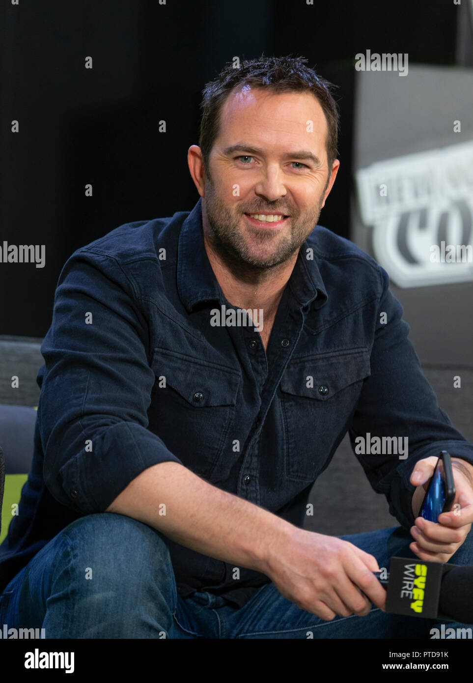 Blindspot Sullivan Stapleton speaks on live stage during New York Comic ...