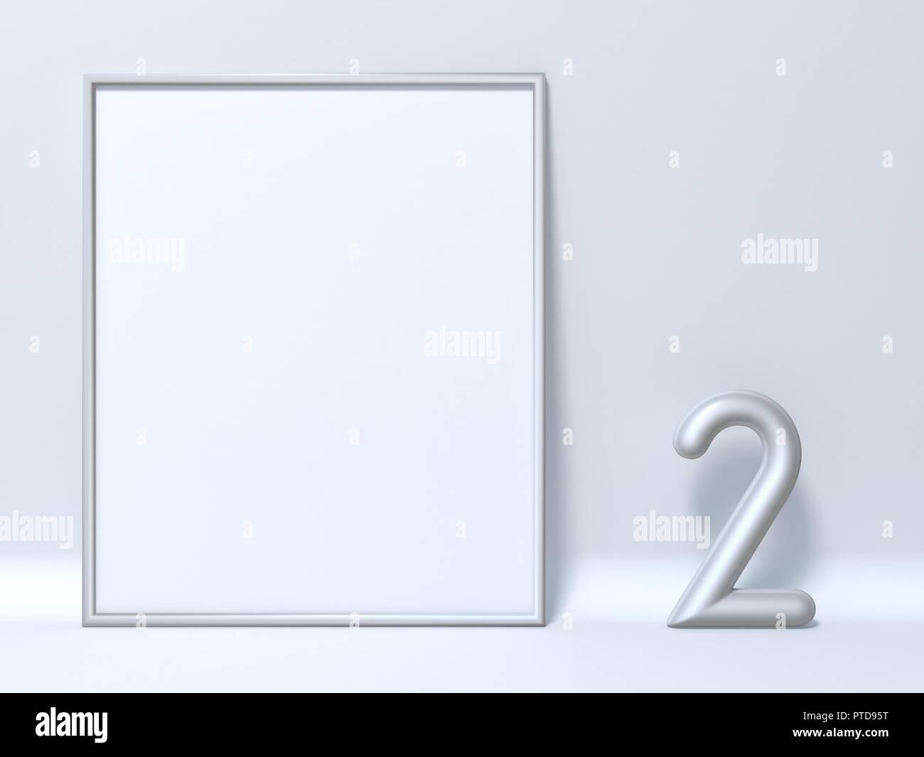 Mock up picture frame Number 2 TWO 3D render illustration Stock Photo ...