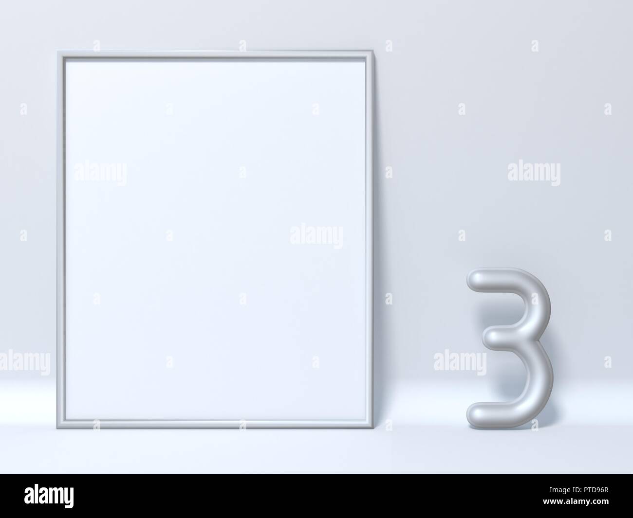 Mock up picture frame Number 3 THREE 3D render illustration Stock Photo ...