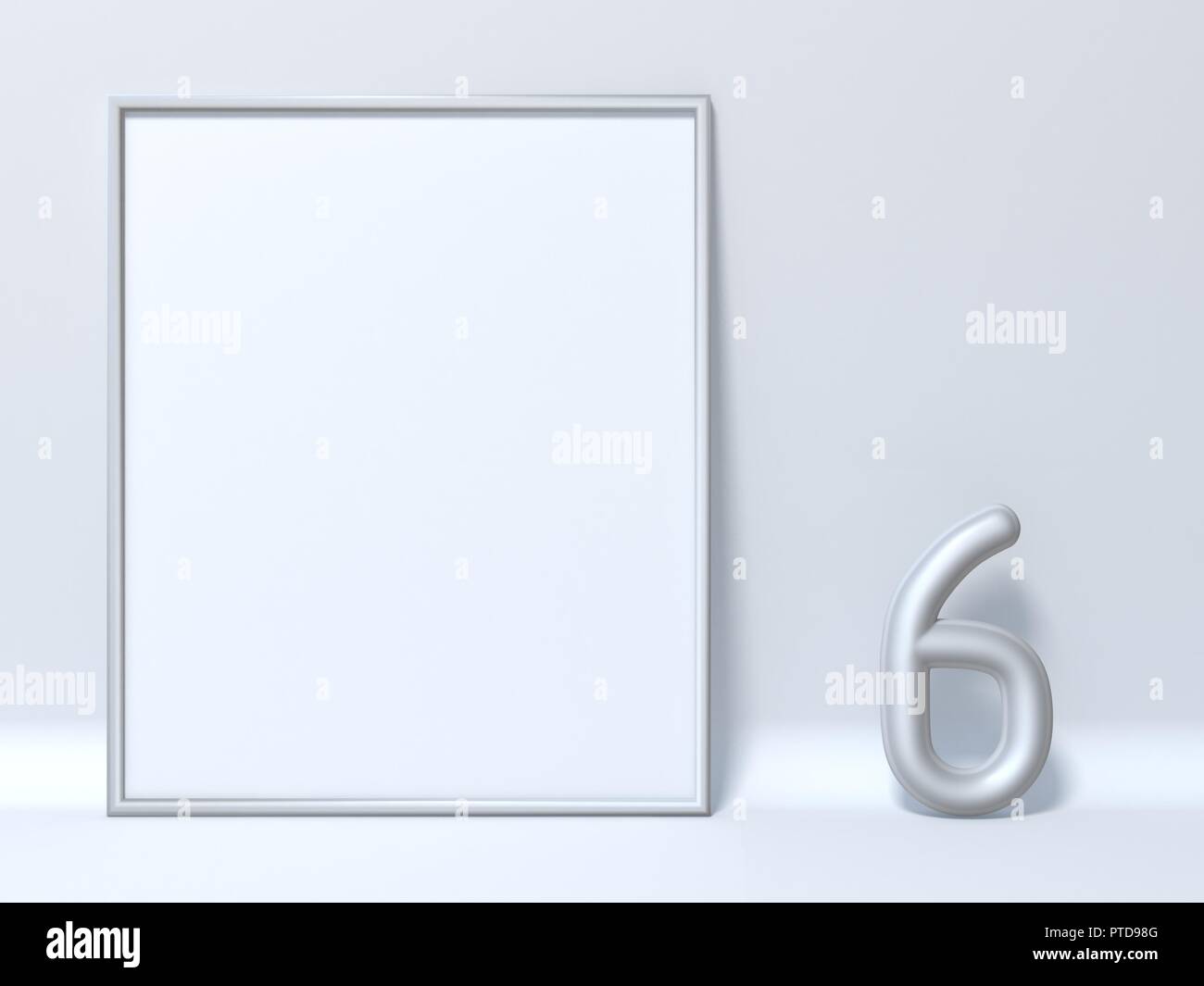 Mock up picture frame Number 6 SIX 3D render illustration Stock Photo ...