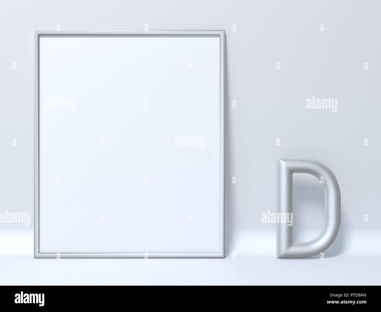 Mock up picture frame Letter D 3D render illustration Stock Photo - Alamy