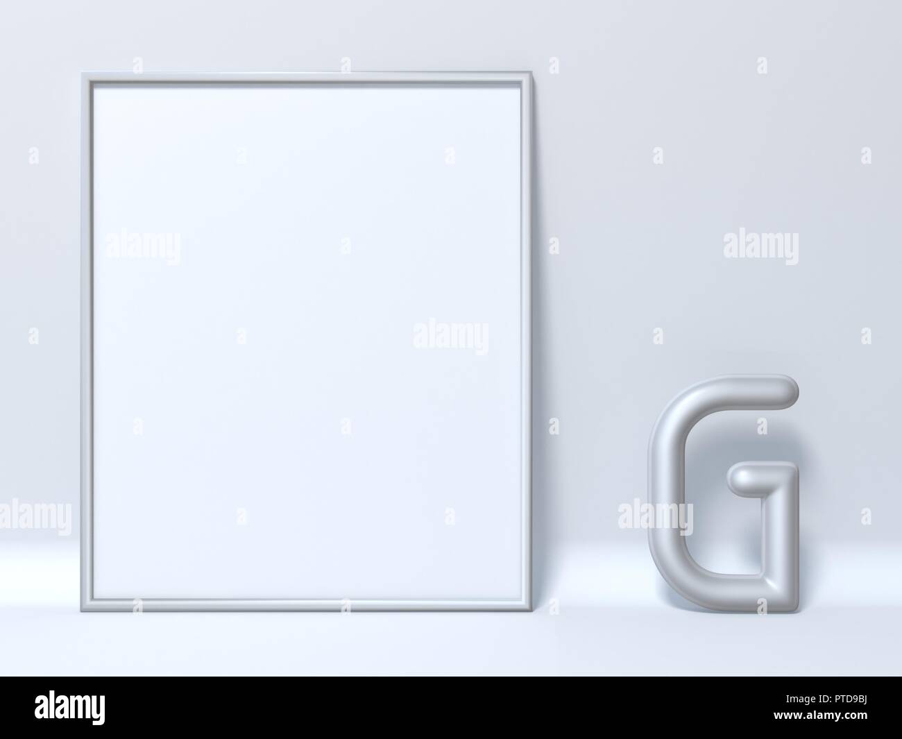 Mock up picture frame Letter G 3D render illustration Stock Photo - Alamy
