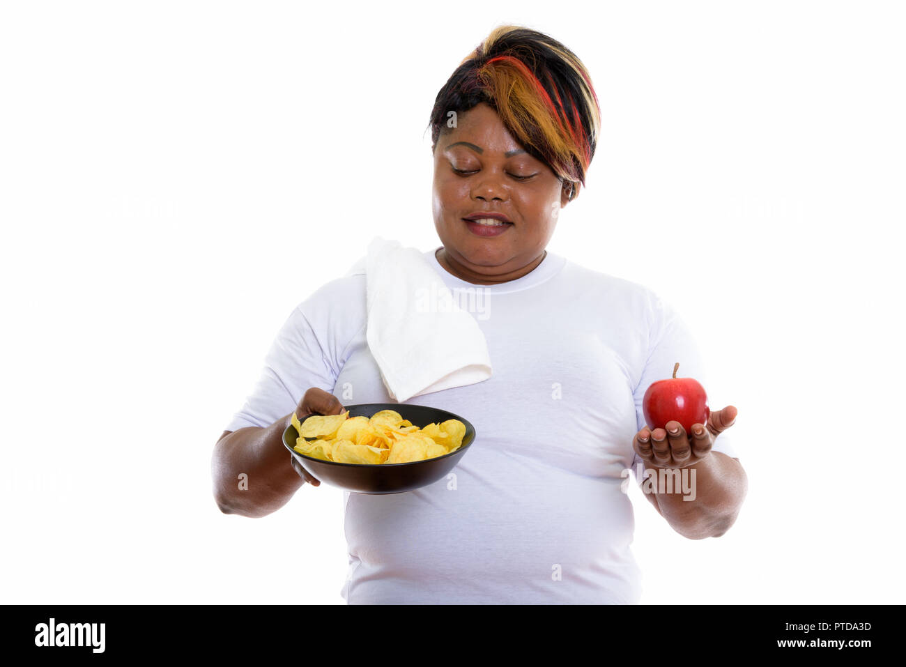 Portrait happy fat woman choosing hi-res stock photography and images ...