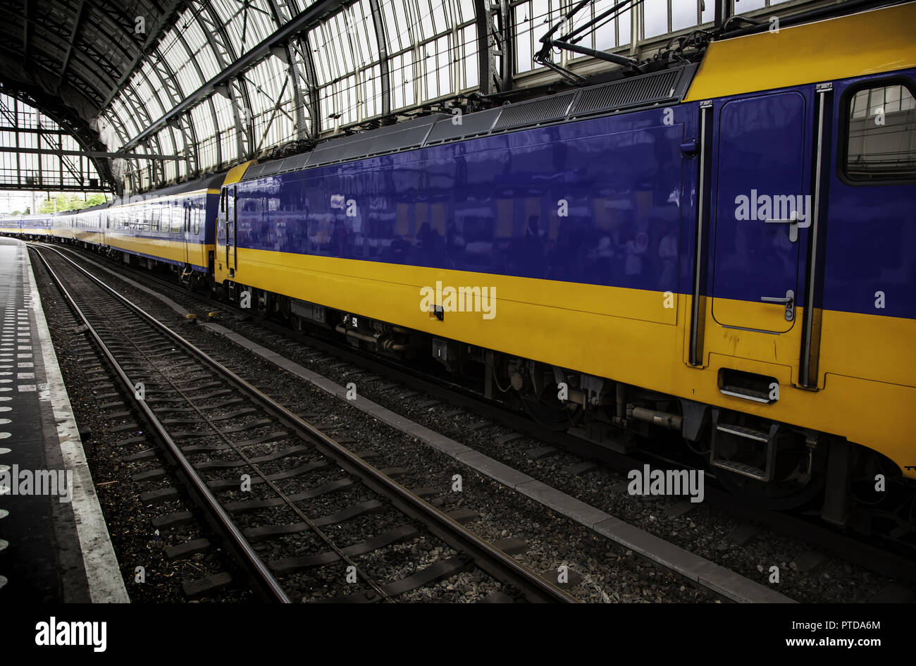 Train in a station, transportation detail for people, travel and ...
