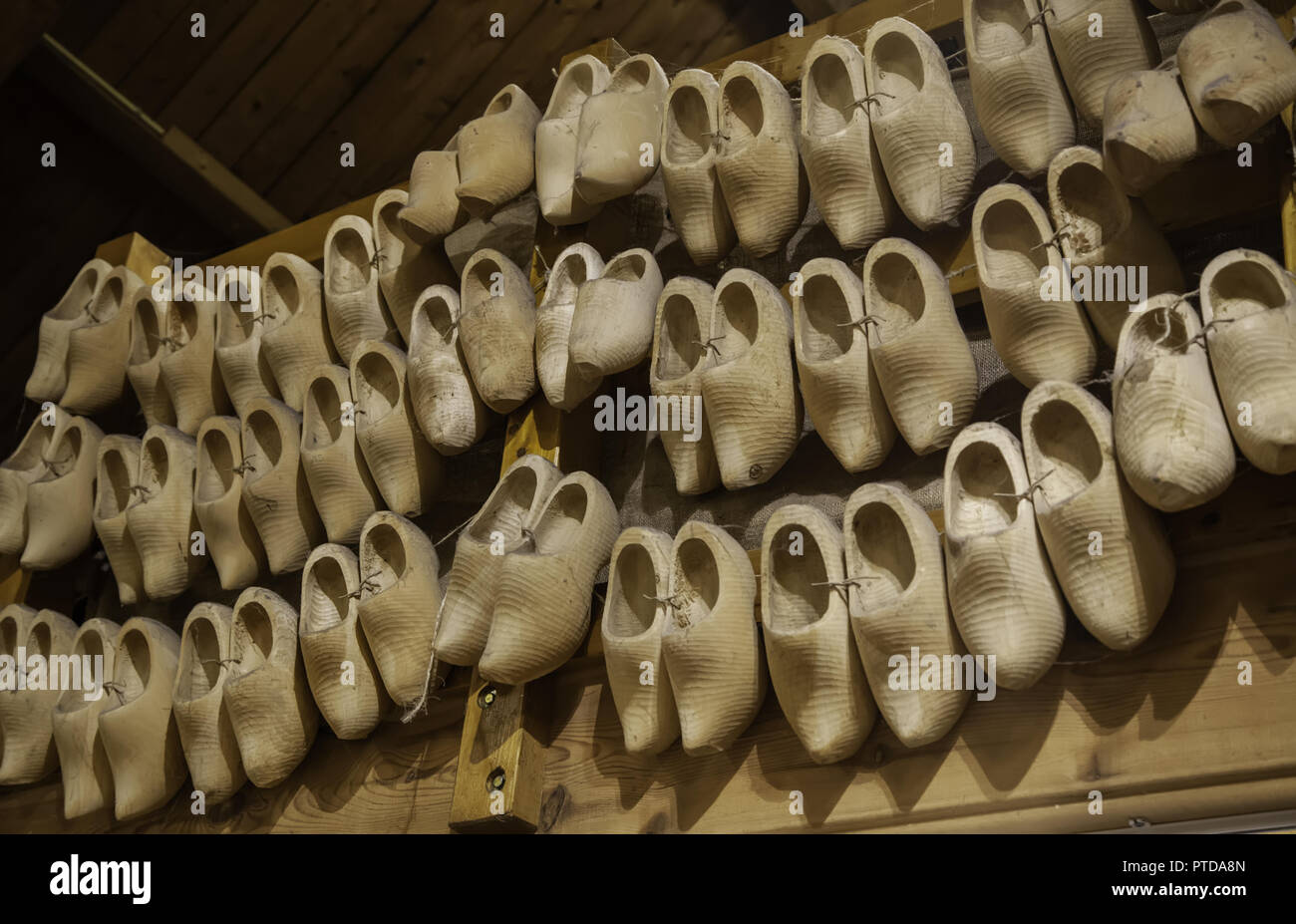 Traditional Dutch wooden clogs, traditional shoe detail Stock Photo - Alamy