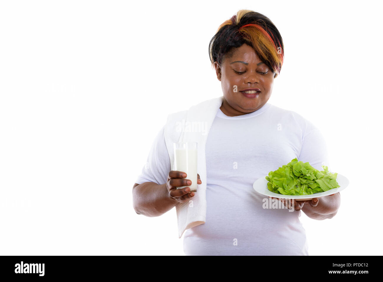 Portrait happy fat woman choosing hi-res stock photography and images ...