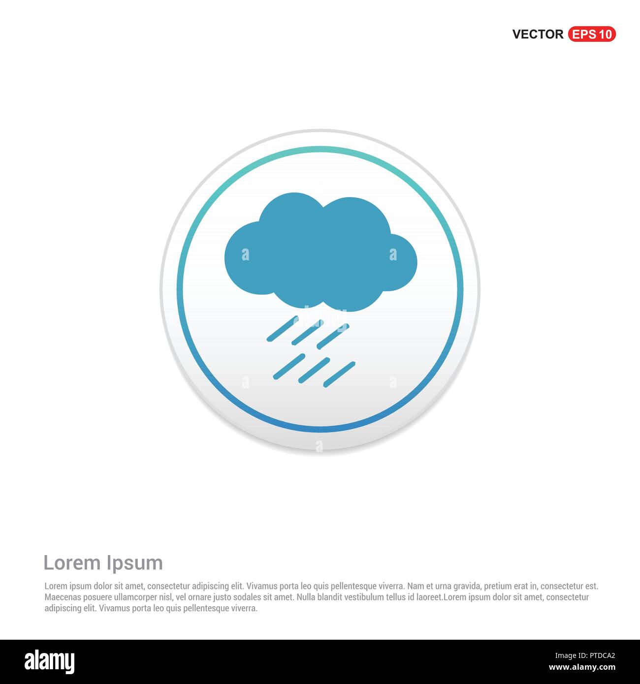 Cloud Raining Icon - white circle button Stock Vector Image & Art - Alamy