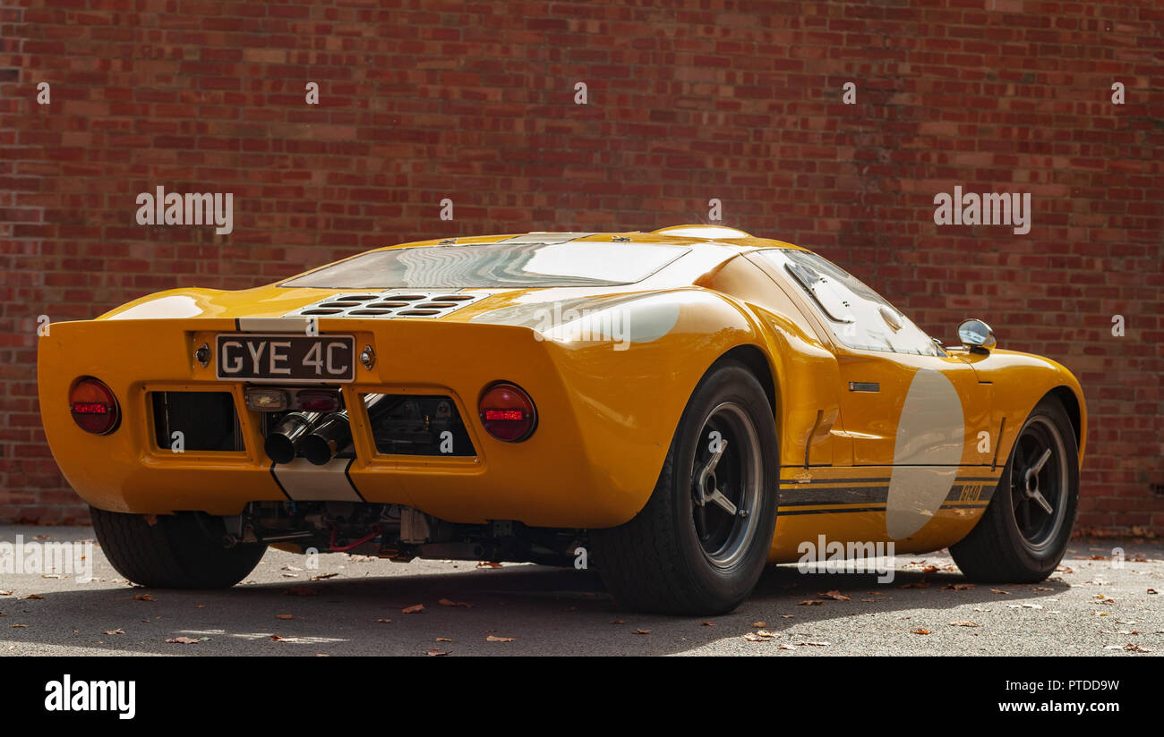 Fotd GT40 continuation car in stunning yellow paintwork, rear view Stock Photo - Alamy