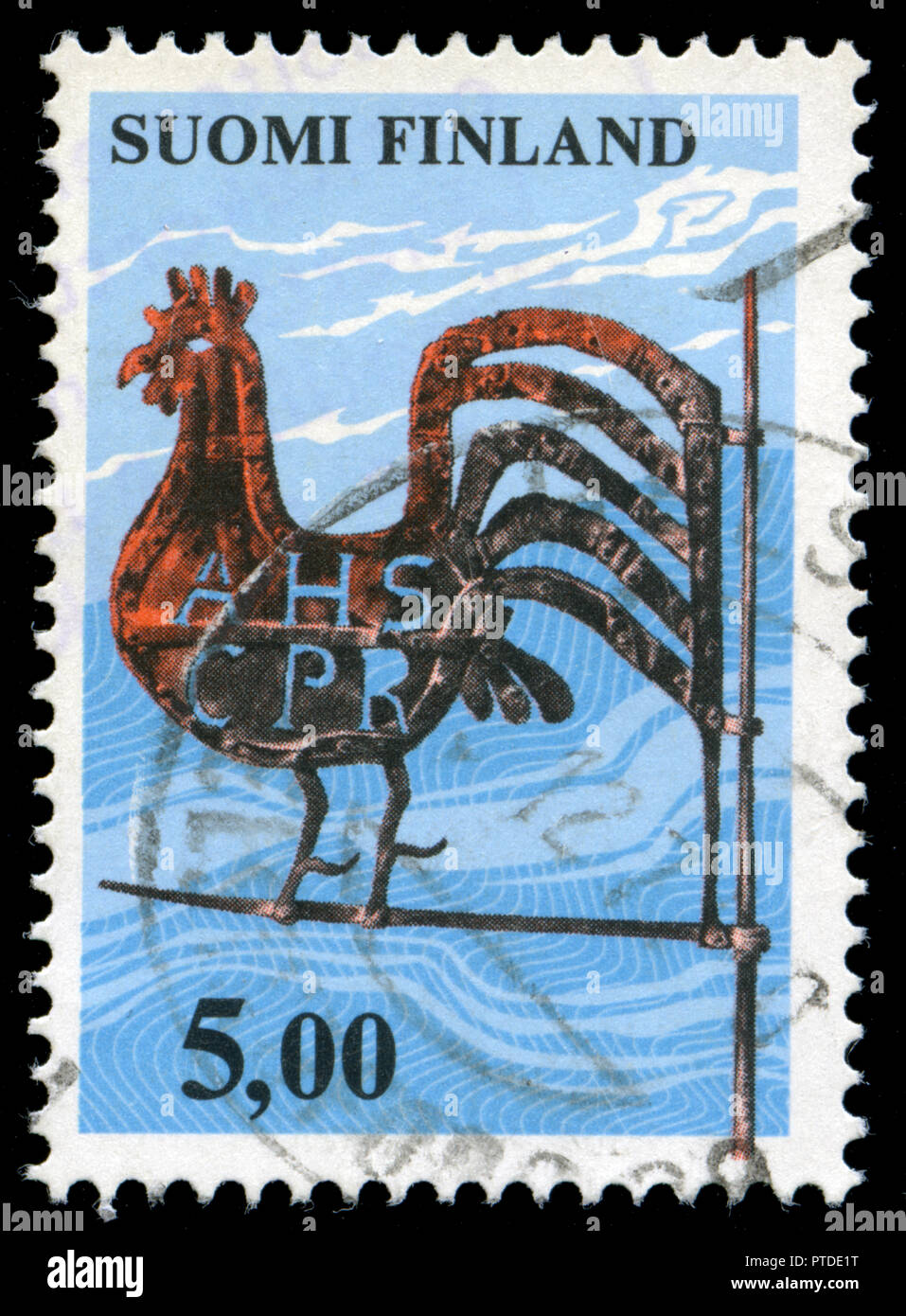 Postmarked stamp from Finland in the Folk art series issued in 1977 ...
