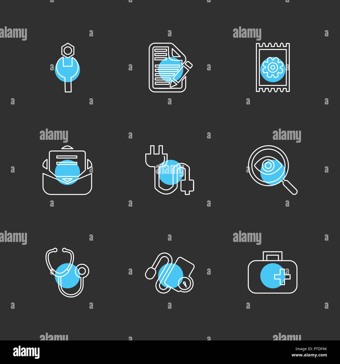 key , document, gear , mail , plug , share , medical , icon, vector ...